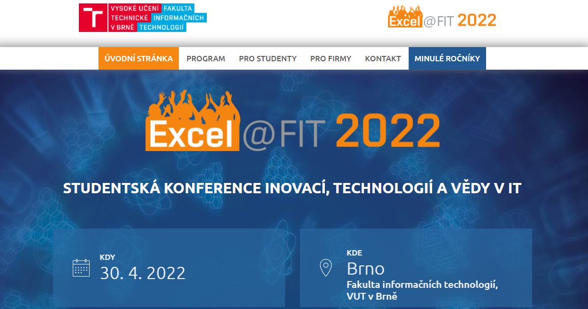 FIT VUT v Brně « Excel@FIT 2022 – Studentská Konference Inovací ...